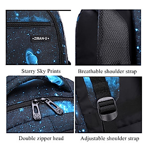 VIDOSCLA 3PCS Starry Sky Kids Backpack Sets Students Schoolbag Primary Students Bookbag Elementary Daypack Knapsack Rucksack for Teens
