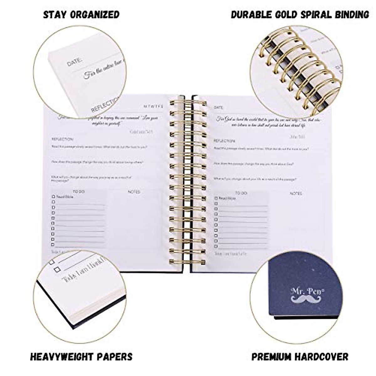 Mr. Pen- Christian Planner, 365 Pages, Daily Bible Journal, Prayer Journal, Bible Study Journal, Devotional Journal, Religious Gifts, Write the Word Journal, Christian Gift