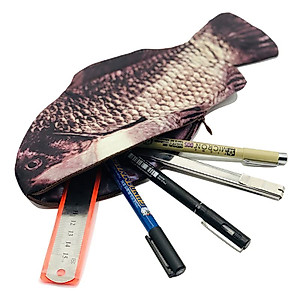 Opexicos 2Pcs Carp Pen Bag Realistic Fish Shape Make-up Pouch Pen Pencil Case with Zipper