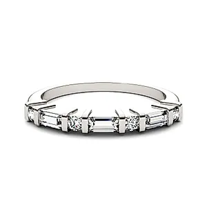 14K White Gold Moissanite by Charles & Colvard 4x2mm Step Cut Baguette Wedding Band-size 6 0.47cttw DEW