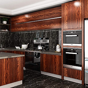 Livelynine Cherry Wood Contact Paper for Cabinets Desk Table Top Peel and Stick Cabinet Covering Mahogany Wood Grain Wallpaper Adhesive Liner Laminate Sheet Veneer Furniture Vinyl Wrap 15.8X78.8