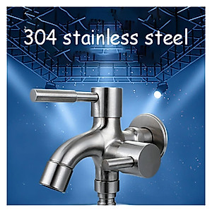 CUFTOBJM 1/2 inch Interface 304 Stainless Steel Dual-Purpose Faucet Washing Machine Laundry Room mop Pool Double Handle Replacement (Color : B)