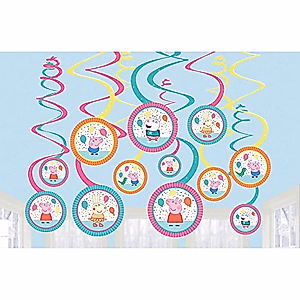 Peppa Pig Party Hanging Swirls | Multicolor | Decoration | 12 Pcs.