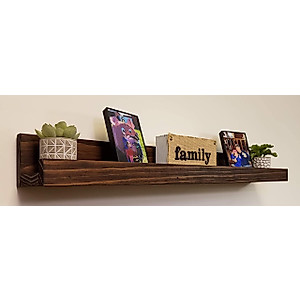 Farmhouse Rustic Wooden Picture Ledge Shelf, Available in 20 Colors, 11 Sizes, Shown in Jacobean - Floating Shelf, Rustic Shelf, Open Shelving, Nursery Shelf, Floating Shelves, Modern Farmhouse