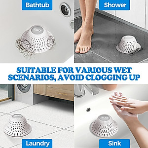 Bathtub Drain Hair Catcher, Silicone Collapsible 1 Pack Drain Protector for Pop-Up and Regular Drains of Shower, Bathtub, Tub, Bathroom, Sink, White