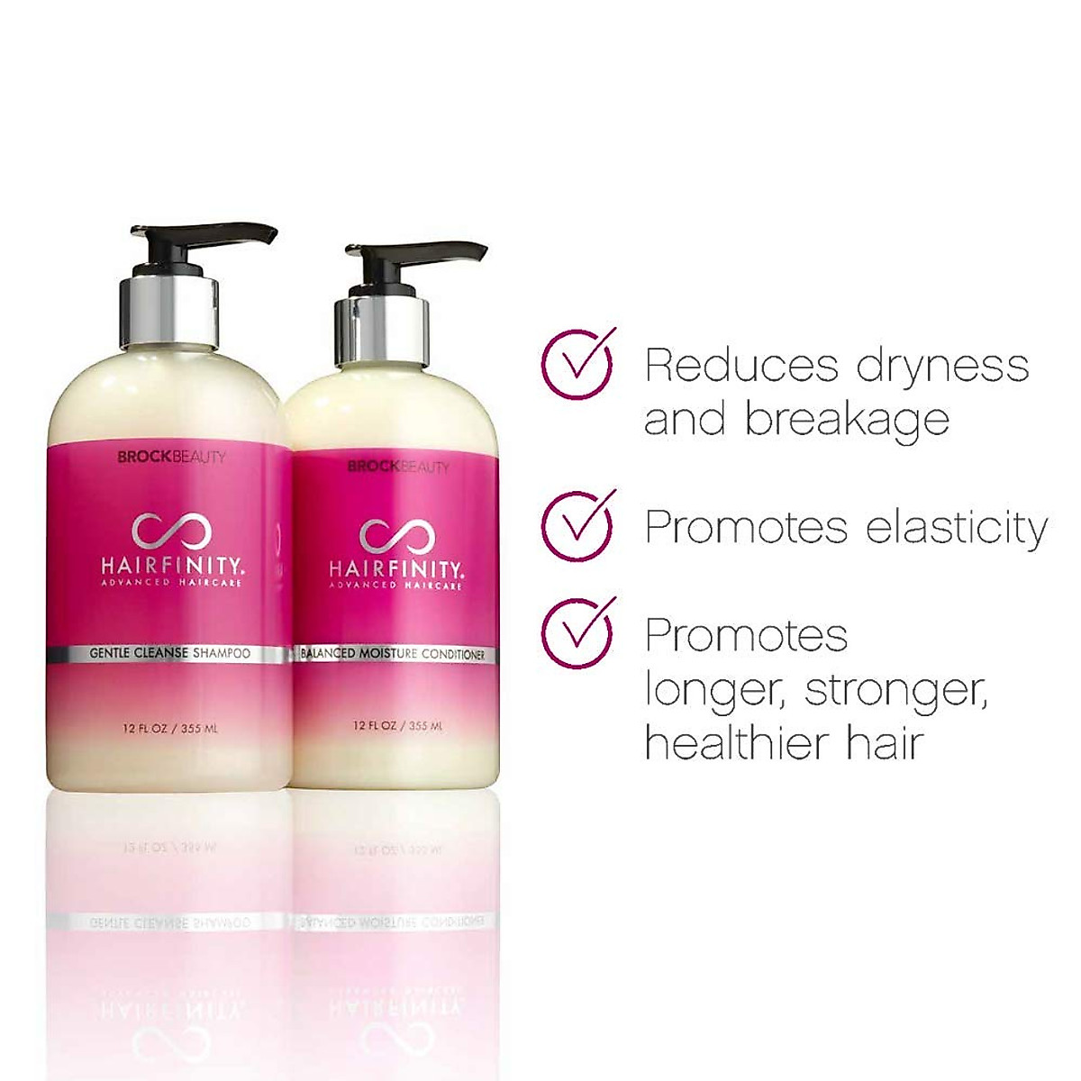 Hairfinity Cleanse and Condition Kit - Shampoo & Conditioner Set - Sulfate & Silicone Free - Best for Damaged, Dry, Curly & Frizzy Hair - Thickening for Fine/Thin Hair Safe for Color & Keratin Treated