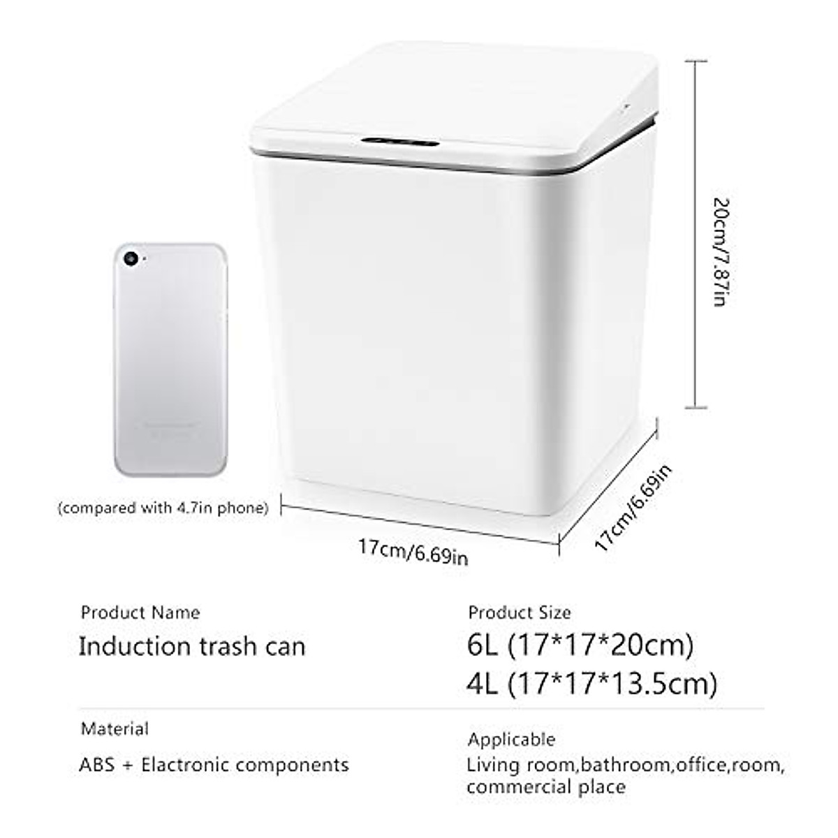 FEBHBRQ Touchless Mini Countertop Trash Can, Automatic Small Garbage Can for Office Desktop/Bedside Table/Coffee Bar/Bathroom Vanity, Cute Sensor/Electric Wastebasket with Lid for Kids, White-1.5 Gal