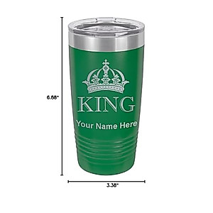 LaserGram 20oz Vacuum Insulated Tumbler Mug, King Crown, Personalized Engraving Included (Green)