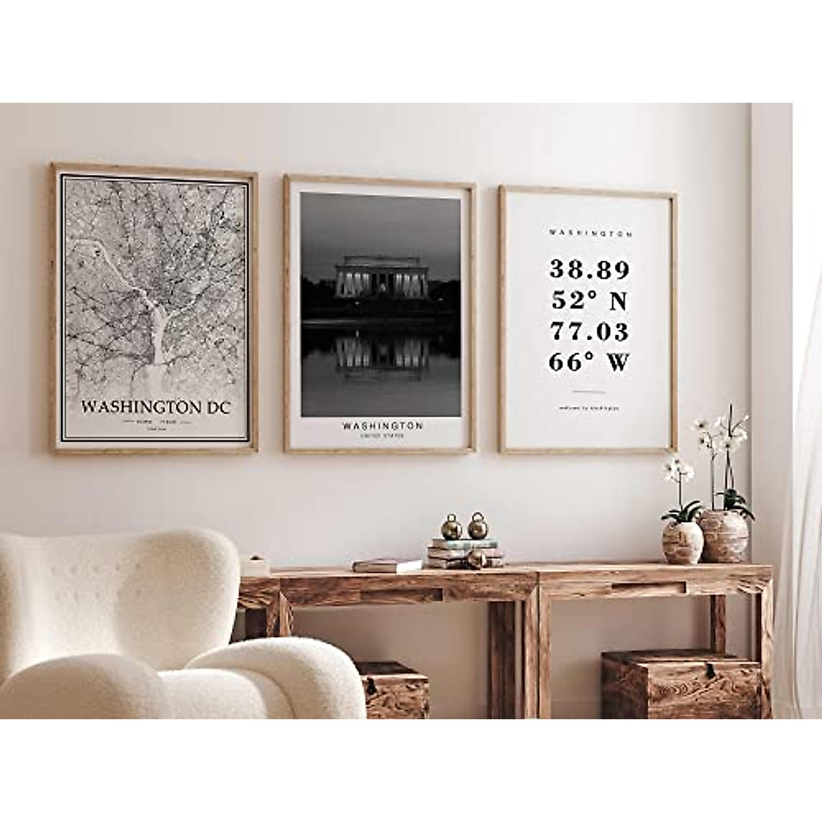 Dear Mapper Washington United States View Abstract Road Modern Map Art Minimalist Painting Black and White Canvas Line Art Print Poster Art Line Paintings (Set of 3 Unframed) (16x24inch)