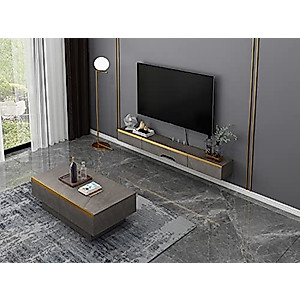 Pmnianhua Floating TV Shelf, 59'' Wall Mounted Wood Floating TV Console Entertainment Media Shelf TV Wall Unit with 2 Drawers and 1 Large Door (59.05 in, Dark Gray)
