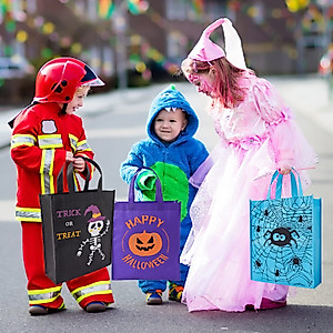 HEYTUYA 6 Pack Large Halloween Bags, Halloween Bags with Handles, Halloween Treat or Trick Bags for Kids, Gift Bags Trick Bags Halloween Kids Party Favor Supplies, Non-Woven Tote Bag Halloween Bags