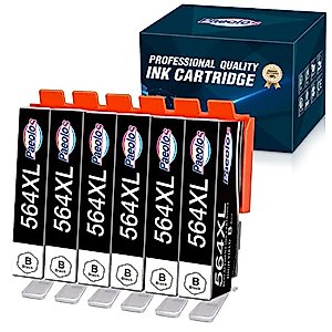 Paeolos Compatible 564 Black Ink Cartridge Replacement for HP 564 564XL Use for HP Photosmart 5510 5520 5525 6510 6520 7525 Officejet 4620 Deskjet 3520 3522 C311a C309a C309g, 6 Packs (6 Black)