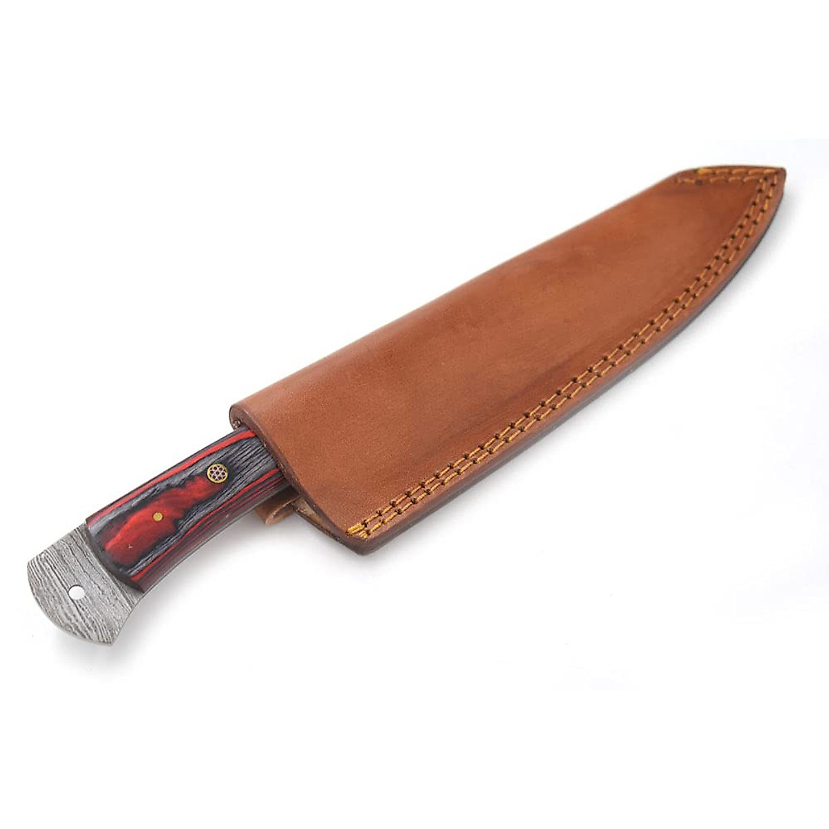 Wild Turkey Handmade Damascus Knife Collection Full Tang Hunting chef Knife w/leather case. (3315)