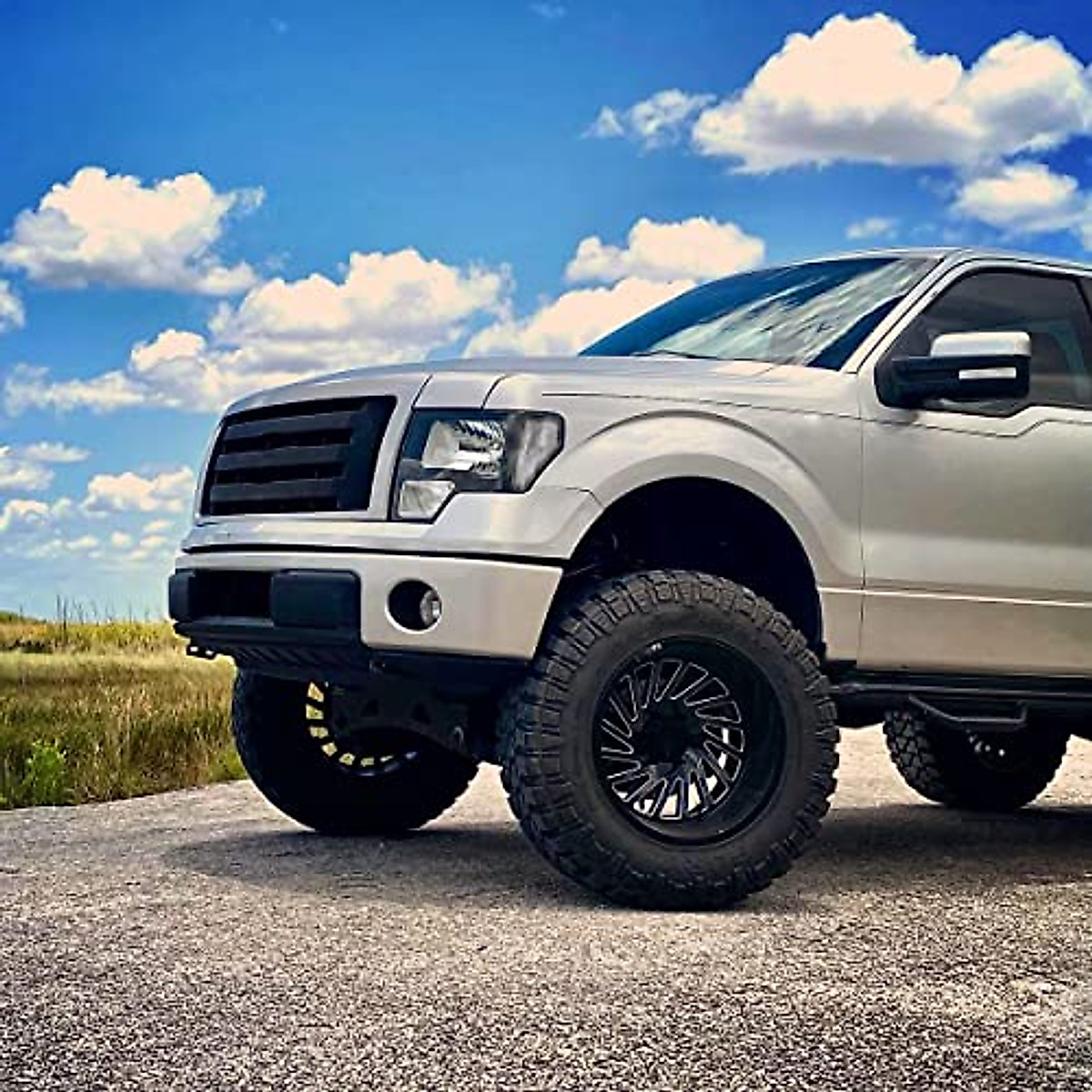 Carpartsinnovate For 2009-2014 Ford F150 F-150 Replacement Euro Black Headlights Driving Lamps Pair