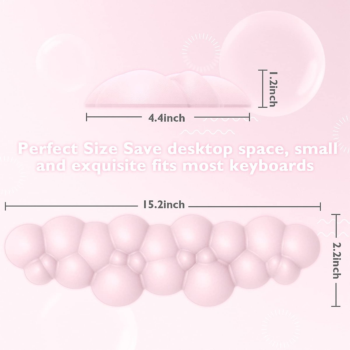 ATTACK SHARK Gaming Keyboard Wrist Rest Pad,Memory Foam Keyboard Palm Rest, Ergonomic Hand Rest,Wrist Rest for Computer Keyboard,Laptop,Mac,Lightweight for Easy Typing Pain Relief-Pink