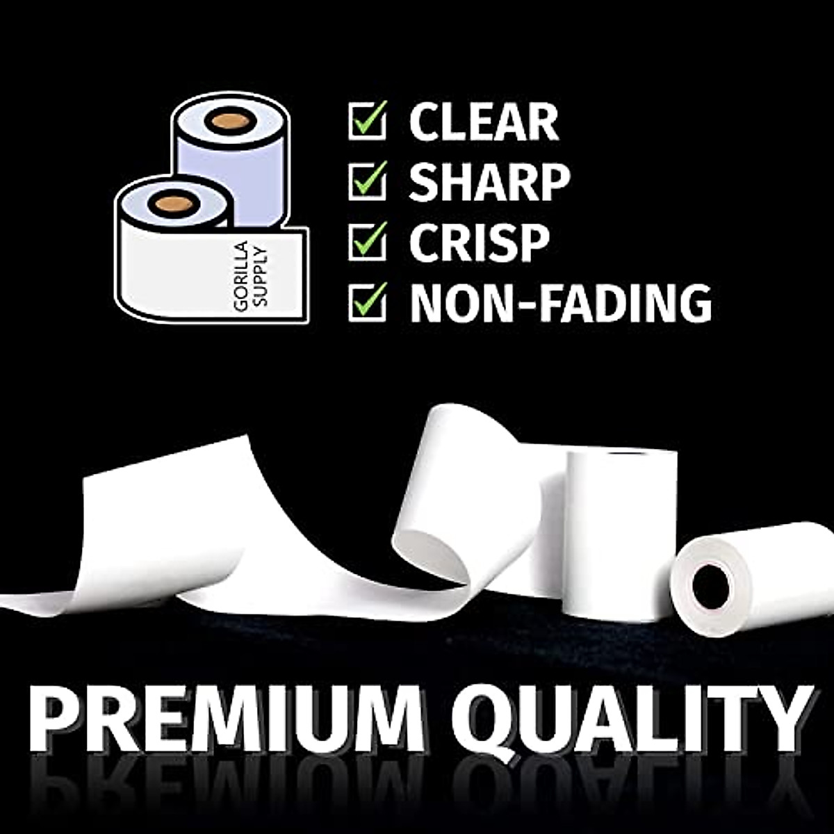(50) Gorilla Supply 2 1/4 x 85 Thermal Paper Receipt Rolls Clover Mini Verifone VX510 VX570 FD50 T4220, 2.25 x 85 ft, POS/Cash Register Paper, BPA Free, 50 Rolls