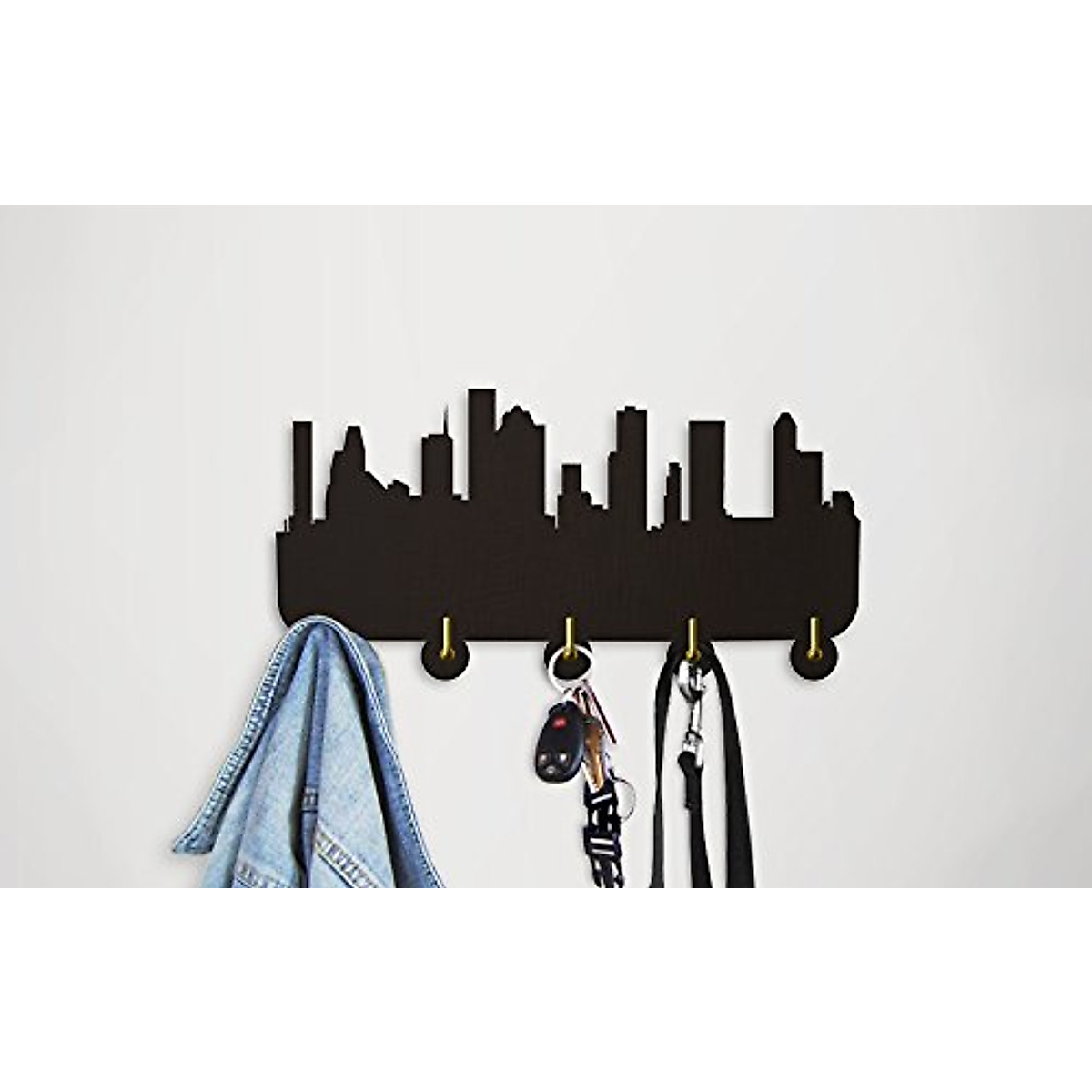 The Geeky Days America Houston Skyline Home Decor Wall Art Wall Hooks Clothes Coat Hats Hooks City Landscape Bedroom Living Room Decor Towel Robe Hooks