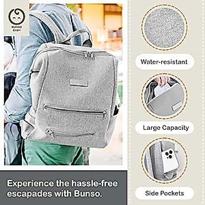 Lightweight Diaper Bag Backpack, Water-resistant Neoprene Travel Baby Bag With Changing Pad, Stroller Straps, Wet Bag and Pouch, Gray