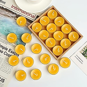 LJQizn 24pcs Natural Beeswax Tealight Candles Handmade Decorative Unscented Pure Beeswax Tea Lights（ Perfect for Birthday Party ,Wedding, Spa, Home Decor)