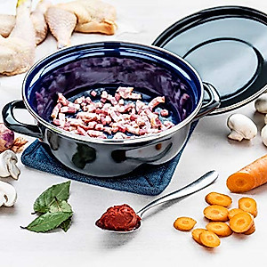 BK Indigo Aluminum Heavy-Gauge Carbon Steel, Induction, 3.5QT Nonstick Glaze Dutch Oven, Dishwasher Safe, Black