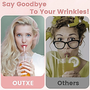 OUTXE Anti Wrinkle Straw 6 Pcs, Stainless Steel Drinking Straw for Stanley 40 oz 30 oz Tumbler, Reusable Wrinkle Free Long Metal Straw for Lip with Cleaning Brush and Carrying Bag