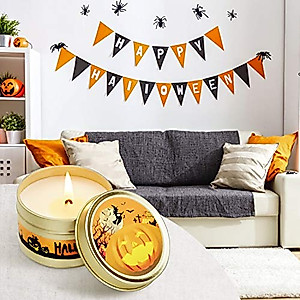 Halloween Decorations Fall Candles, 4 Packs Natural Soy Candles for Home Scented Candles Gift Set Halloween Decor, Halloween Scented Candles Gift Set for Women, Halloween Decor Halloween Party Favors