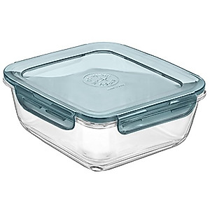 Bormioli Rocco Frigoverre Evolution Collection - 7-Inch Square Container - 1.4 Liter (47.25 oz.)- Grey