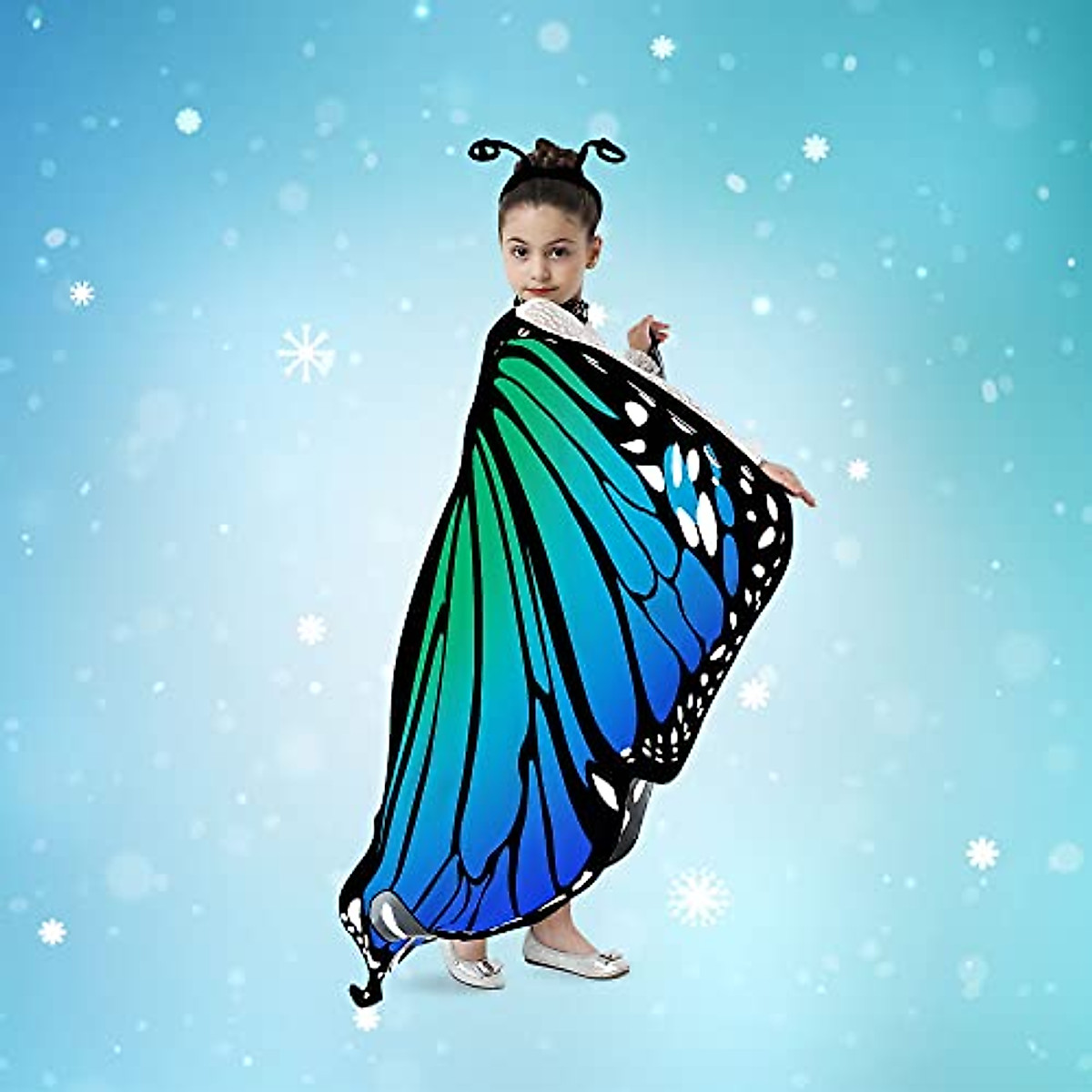 Tibeha Halloween Butterfly Wings for Women - Girls Kid Adult Costume Cape, Mask, Antenna Headband