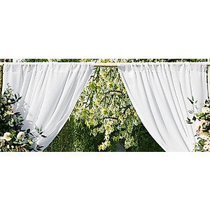 Warm Home Designs 7 Feet Long White Backdrop Curtains. Pair of 52 x 84 Chiffon Backdrop Curtains with 2 Tie-Backs. Perfect as Wedding Backdrop, White Backdrop, or as Chiffon Curtains. WW White 84"