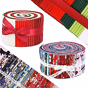 Roll Up Cotton Fabric Quilting Strips, Fabric Jelly Rolls, Cotton Craft Fabric Bundle, Patchwork Craft Cotton Quilting Fabric for Crafting, Patchwork Fabric Sets with Different Patterns