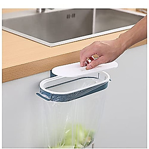 Set of 2 Trash Bag Holder Rack, Hanging Organizer Garbage Bag Holder, With Removable Lid - Multi for Kitchen Cabinet Door Storage Cupboard, Kitchen Towel Rails Rack, Blue & Pink