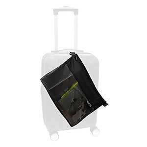 Rolling Nomad Large Zipper Pouch, Water-Resistant Mesh Bag, Black Travel Organizer, Toiletry, Storage, Cosmetics, Money Purse, Accesory, 14.2x10.2x0.4