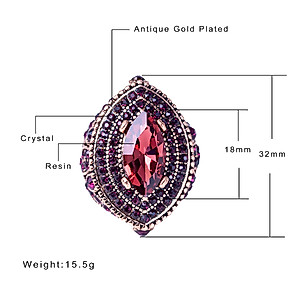 CKHAO Women Ring - 32mm Turkish Style Purple Gemstone Vintage Ring Women Jewelry J0769PURPLE (9)