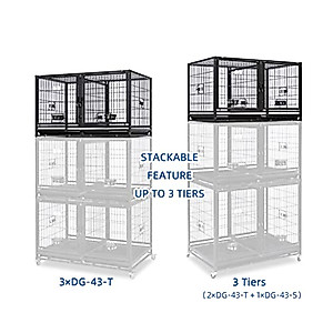 Homey Pet-43 All Metal Open Top Stackable Heavy Duty Cage(Upper) w/Floor Grid, Tray, Divider, and Feeding Bowl