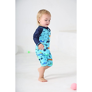 HUAANIUE Baby/Toddler Boy One-Piece Swimsuit UPF 50+ Long Sleeve Swimwear