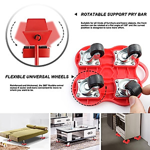 Furniture Lifter 4 Wheels Moving Dolly for Heavy Duty, 360 Rotation Wheels Furniture Mover Dolly, Wheel Dolly Set of 4 in Home Warehouse for Refrigerator Sofa Cabinet, Maximum Load 1102lbs (red)