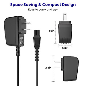 HQ8505 Norelco Charger Cord Fit for Philips Norelco HQ8505 7000 5000 3000 Series mg5750 mg7790 Electric Shaver Beard Trimmer Adapter Power Supply Charging Cord 15V AC Adapter Power Supply Cord