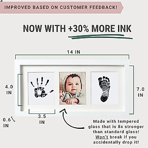 Baby Prints Newborn Handprint and Footprint Picture Frame Keepsake Kit, 13.5 x 7 INCHES (Large Size), Mess-Free Ink Pad Included | Gift for New Parents for Babyshower | Photo Keepsake