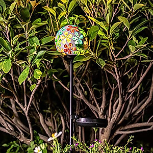 VCUTEKA Solar Garden Lights - Mosaic Solar Lights Outdoor Decor Pathway Light Waterpoof LED Stake Light for Landscape Lawn Patio Yard Decoration (Multicolor) 1 Pack