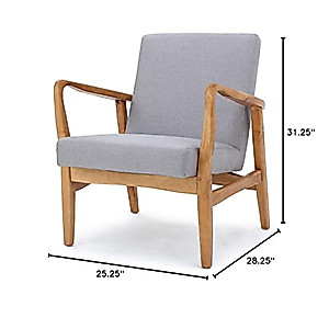 GDF Studio Winford Light Grey Fabric Wood Frame Mid Century Modern Office Chair