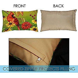 Toland Home Garden Decorative Birds N Berries Fall Autumn Cardinal Bluebird 12 x 19 Inch Pillow Case (2-Pack)
