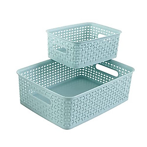 See Jane Work® Decorative Storage, Medium Woven Bin, 4 4/5" x 10 3/5" x 14", Blue