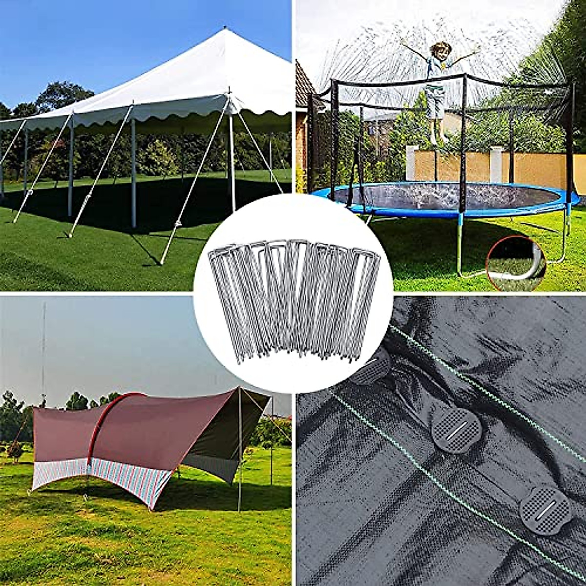 60 Packs 6 Inches Heavy Duty 11 Gauge Galvanized Steel Garden Stakes Staples Securing Pegs for Securing Weed Fabric Landscape Fabric Netting Ground Sheets and Fleece