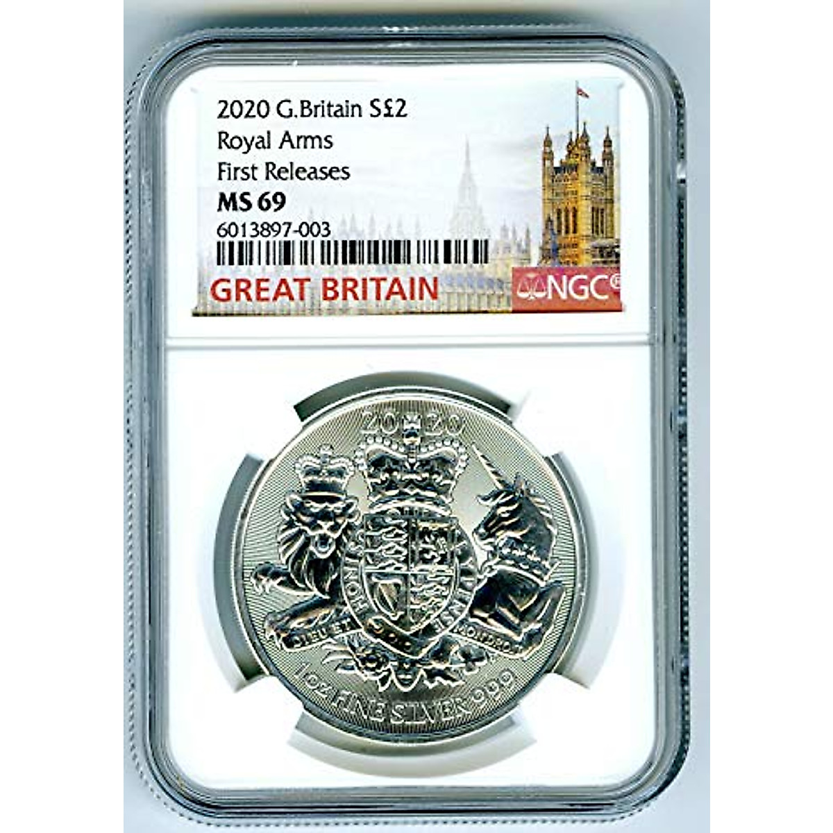 2020 No Mint Mark Great Britain Royal Arms Two Pounds NGC MS69