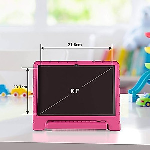 JREN Kids Tablet, 10" Tablet for Kids,IPS HD Display 1280 X 800,1080P, RAM 4GB and 64GB Storage, Google Family Link KidsSpace Pre-Installed, YouTube Neflix,Ages 6-12,Color Pink