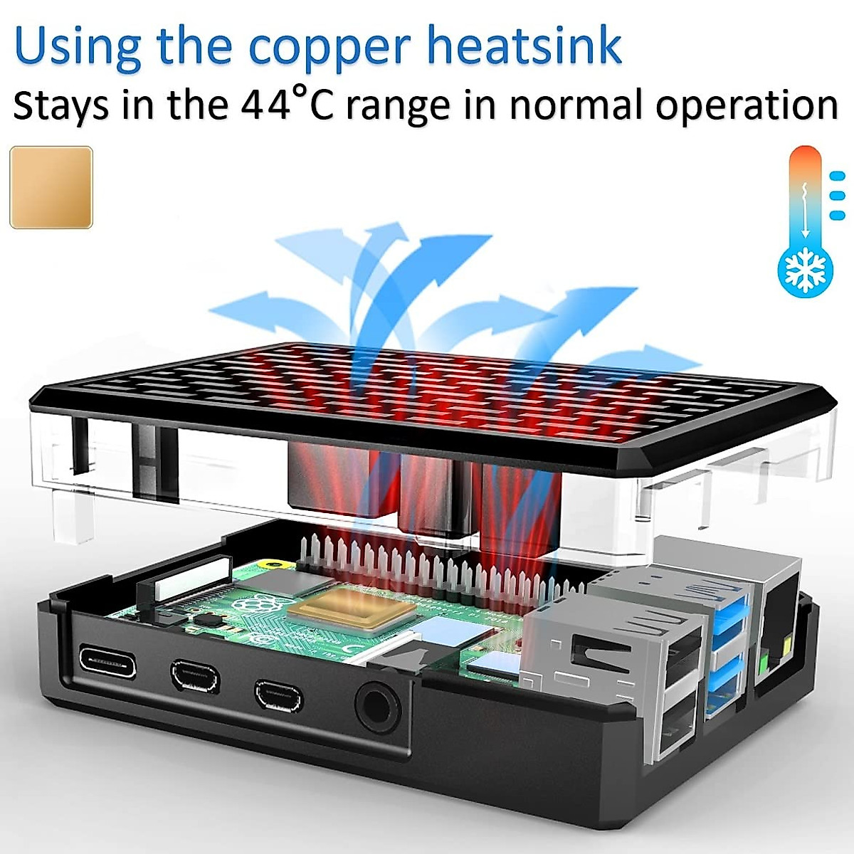 Raspberry Pi 4 Case, Miuzei Aluminiun Raspberry Pi Case Passive Cooling with Heatsink Cooler for Pi 4 Model B 8GB/4GB/2GB