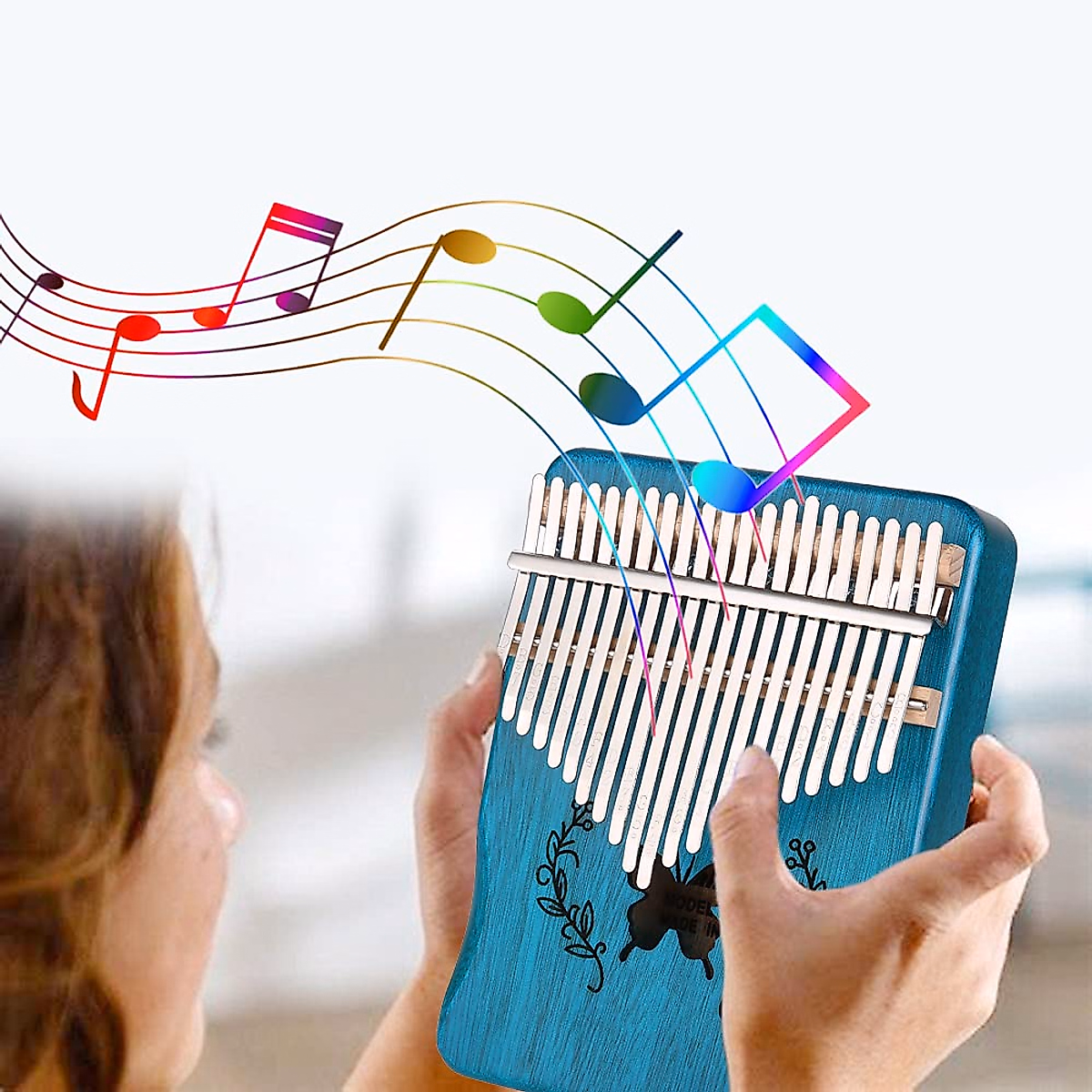 Lemfema Kalimba 21 Keys, Portable Kalimba Thumb Piano, Finger Piano Kalimba 21 Keys, Thumb Piano for Kids and Adults Beginners(Blue)