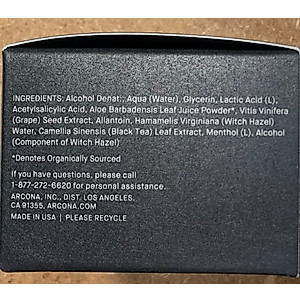 ARCONA Clarity Aftershave Pads - Lactic Acid, Witch Hazel, Methol, Aloe + Grape Exfoliate, Fight Blemishes + Soothes Skin - 45 Pads. Made in The USA