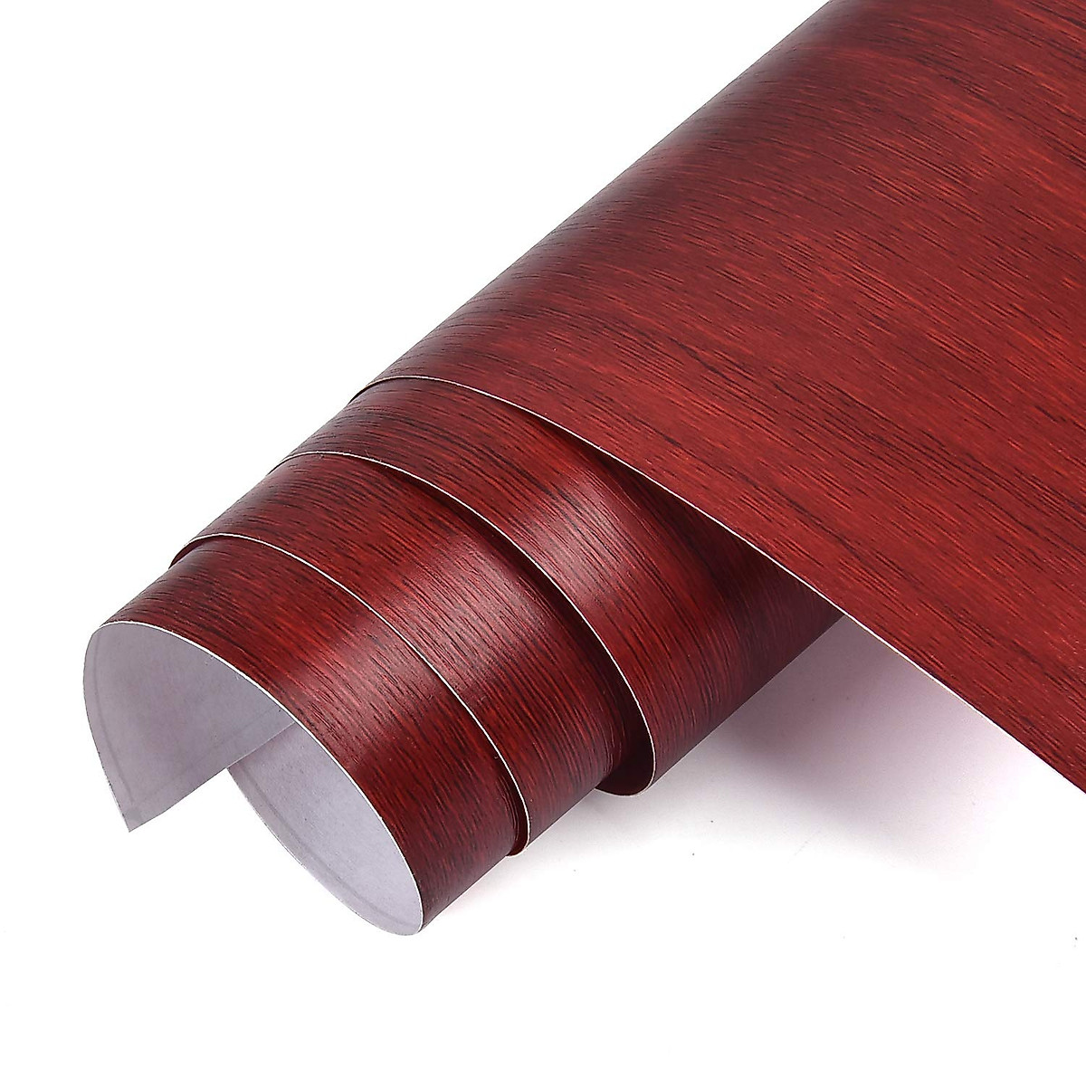 Caltero Red Brown Wood Contact Paper 17.7” x32.8Ft Wood Grain Contact Paper Self Adhesive Textured Wood Panel Film for Decorative Wall Covering Shelf Liners Cabinet Countertop