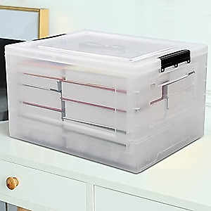 Pekky 16L Collapsible Storage Box with Lid, 2 Packs Stackable Folding Bin
